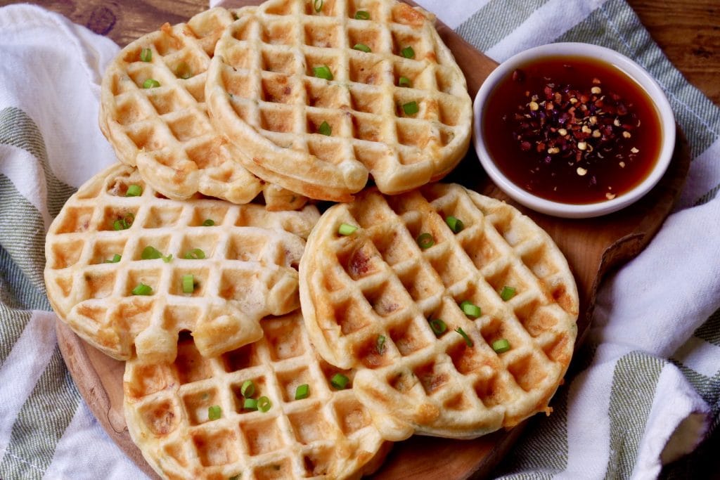Bacon Cheddar Scallion Waffles - Food By The Gram